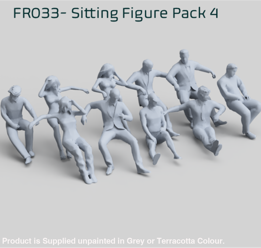 FR033 Sitting Figure Pack 4 – Scale Scenery And Figures
